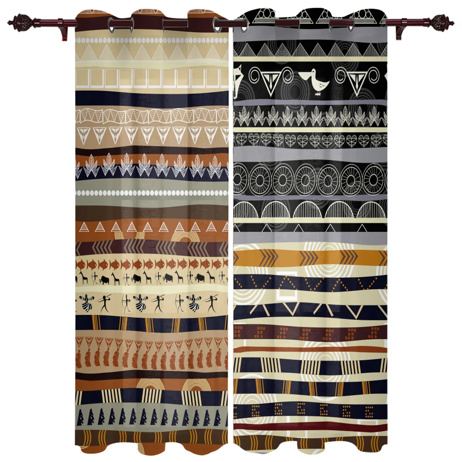 Ethnic Tribal Geometric Pattern Window Curtain For Living Room Bedroom ...