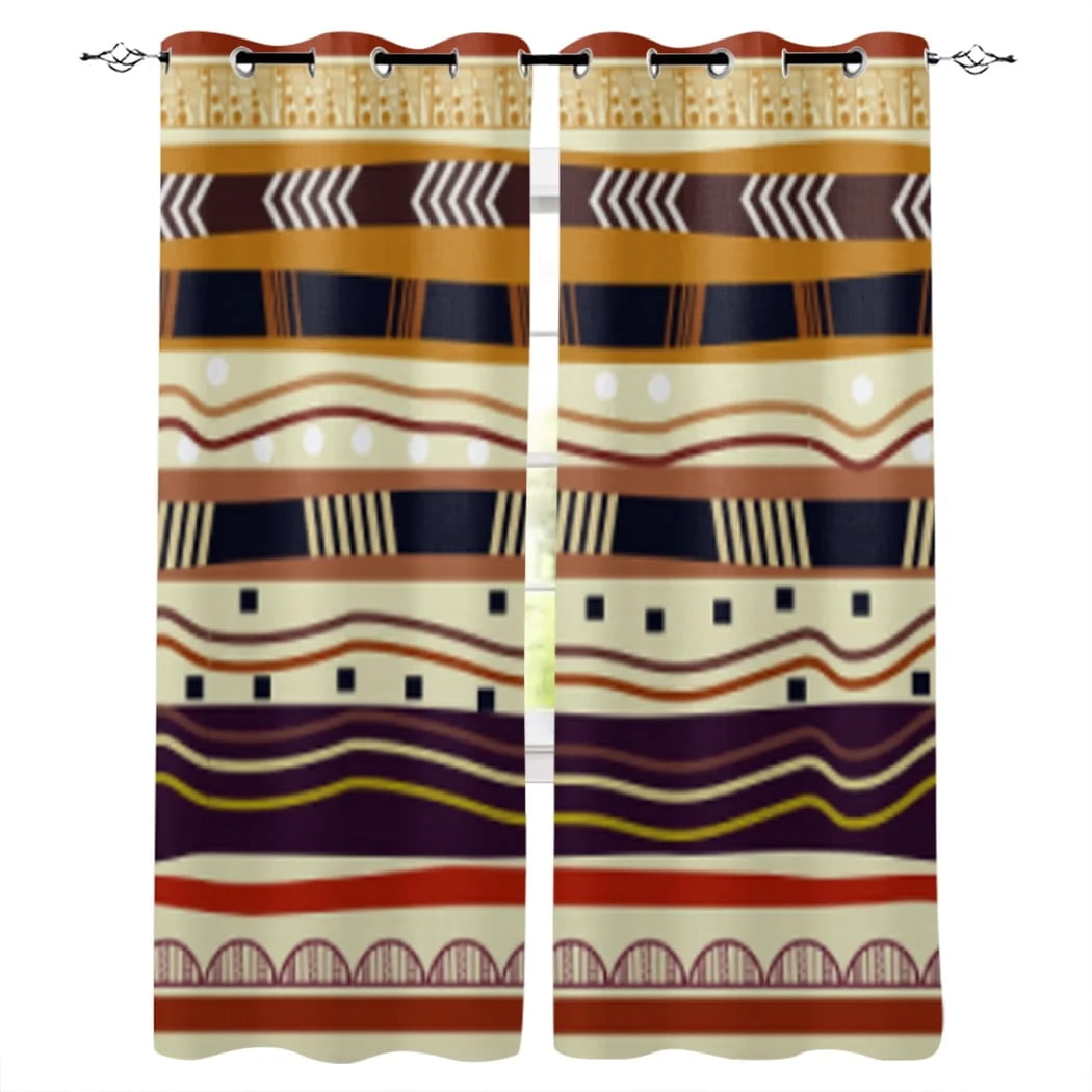 Ethnic Tribal Geometric Pattern Window Curtain For Living Room Bedroom ...