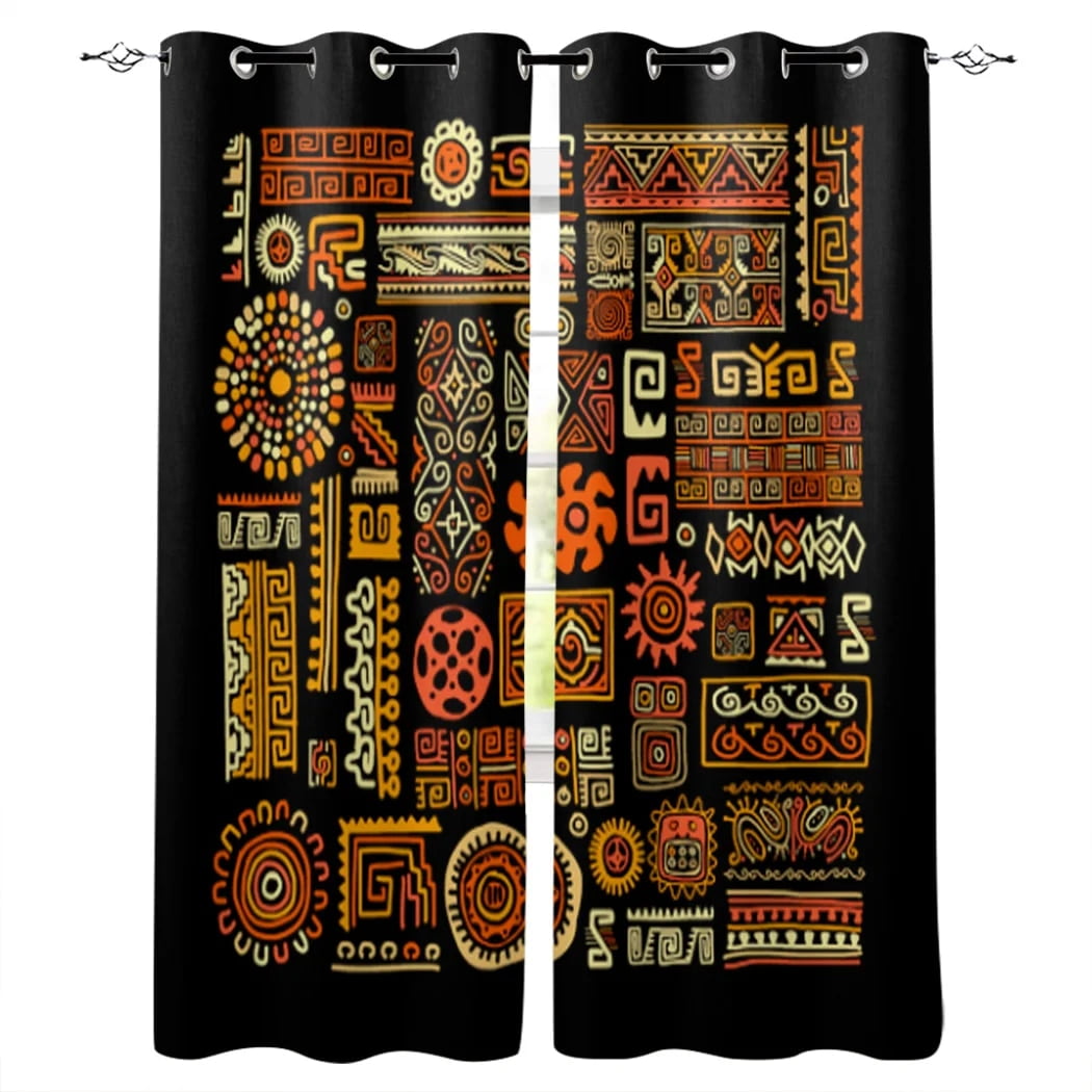 Ethnic Tribal Geometric Pattern Window Curtain For Living Room Bedroom ...