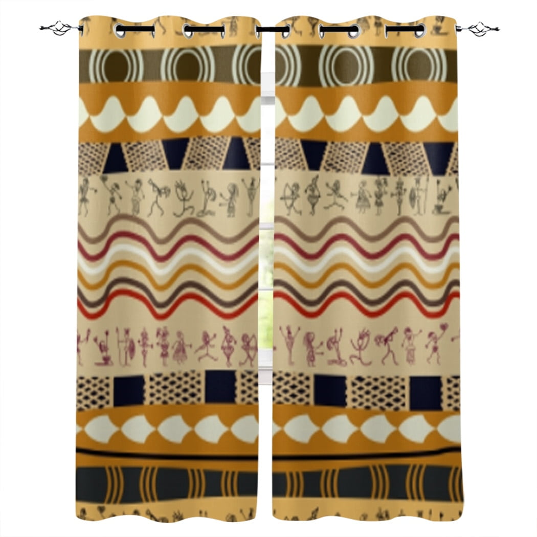 Ethnic Tribal Geometric Pattern Window Curtain For Living Room Bedroom ...