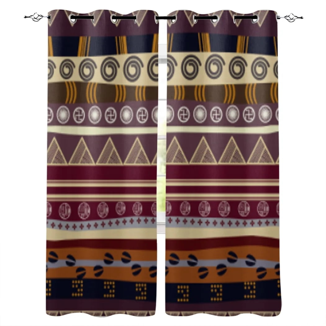 Ethnic Tribal Geometric Pattern Window Curtain For Living Room Bedroom ...