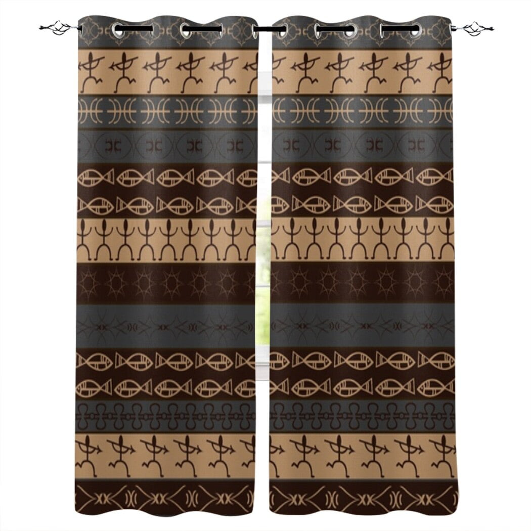 Ethnic Tribal Geometric Pattern Window Curtain For Living Room Bedroom ...