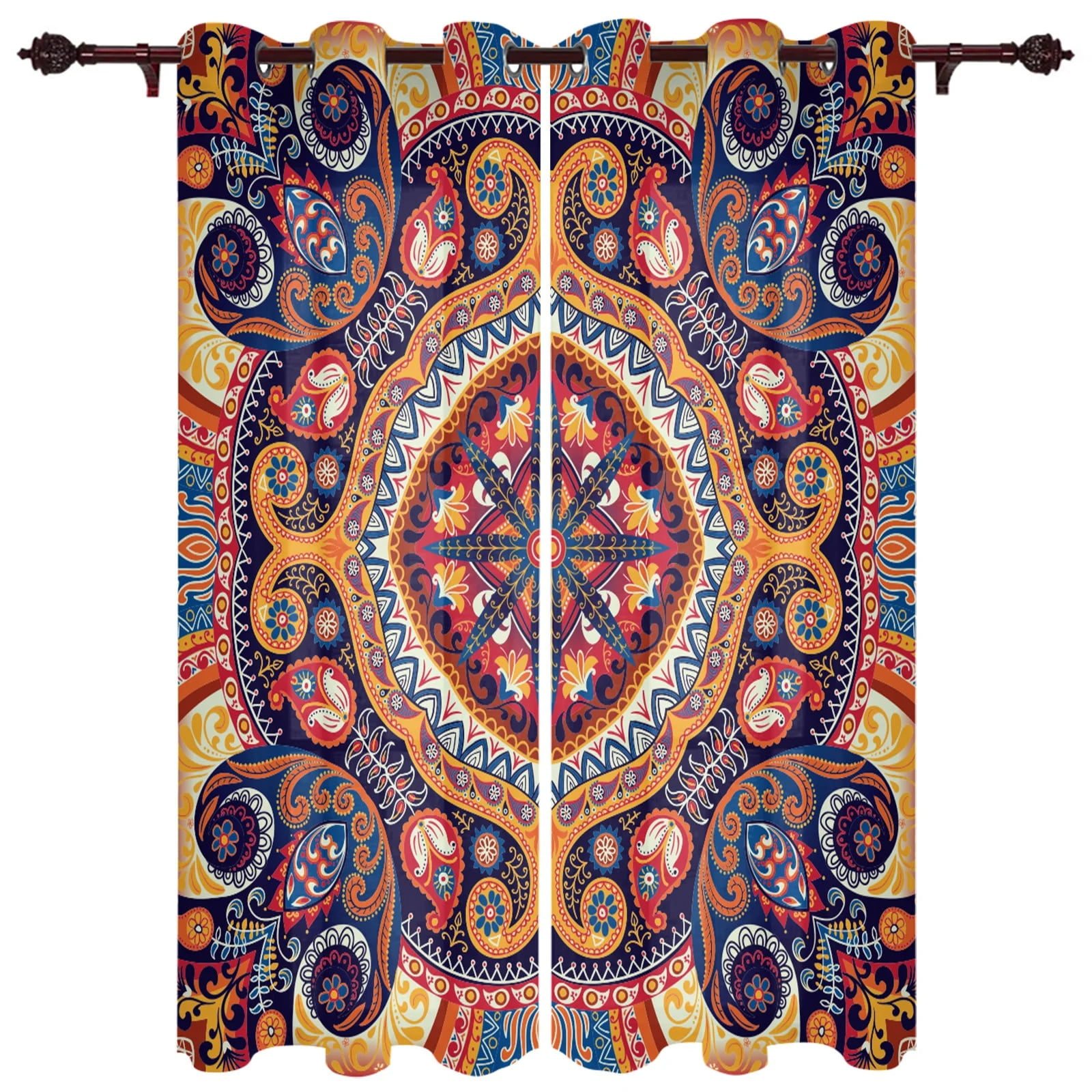 Ethnic Tribal Geometric Pattern Window Curtain For Living Room Bedroom ...