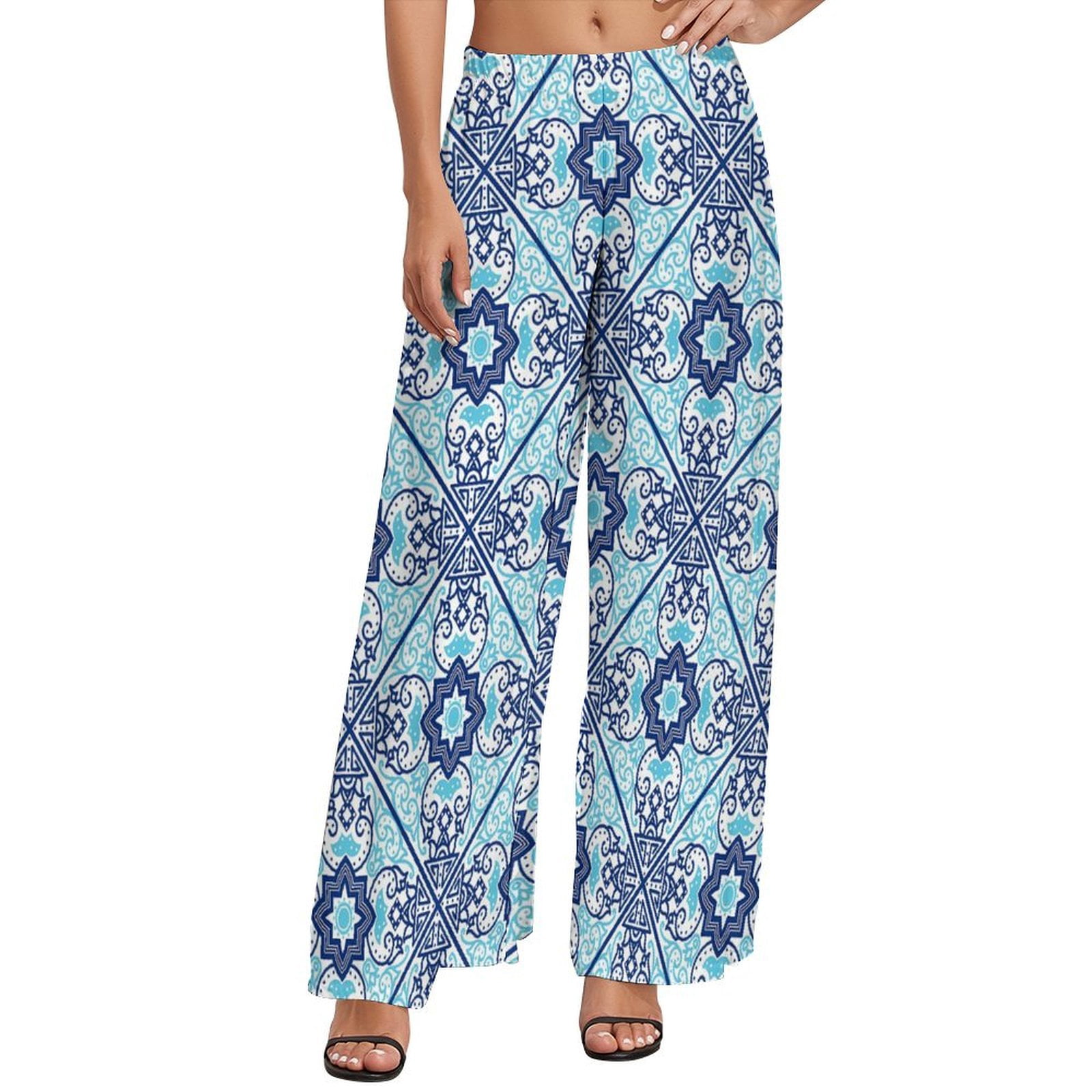 Ethnic Tribal Pants Woman Black And White Korean Fashion Trousers ...