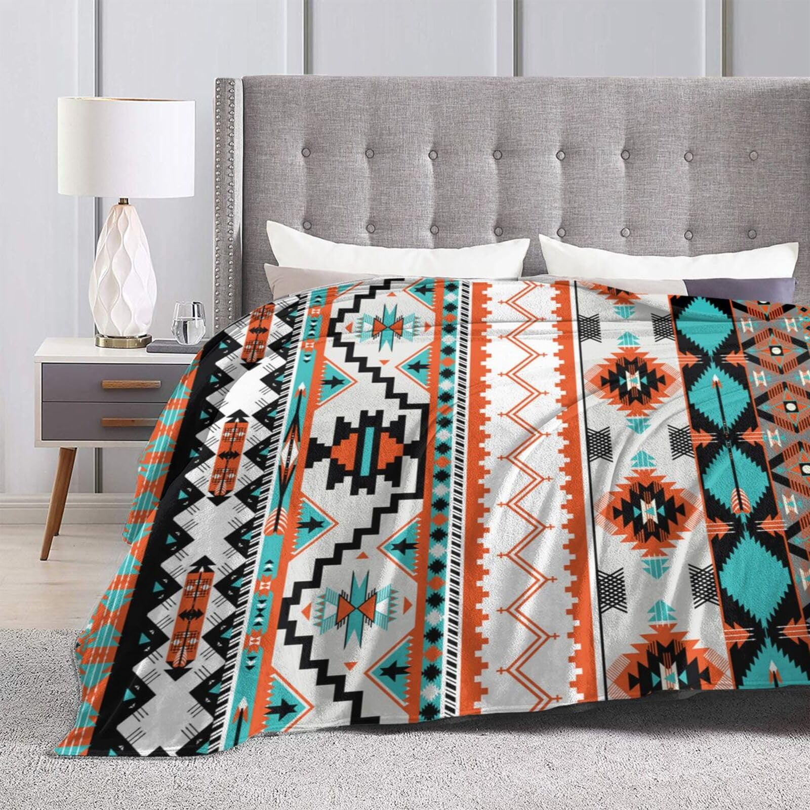 Ethnic Tribal Print Flannel Blanket Soft Comfy Warm Lightweight Plush ...