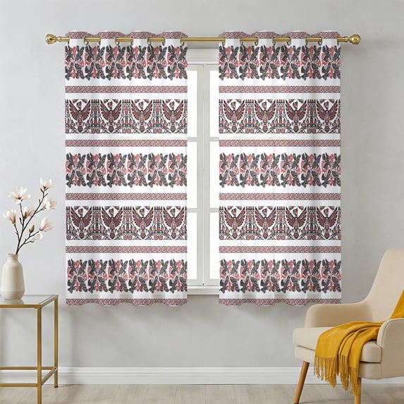 Ethnic Tribal Style Sheer Curtains 39 Inch Long 2 Panels, Bird ...