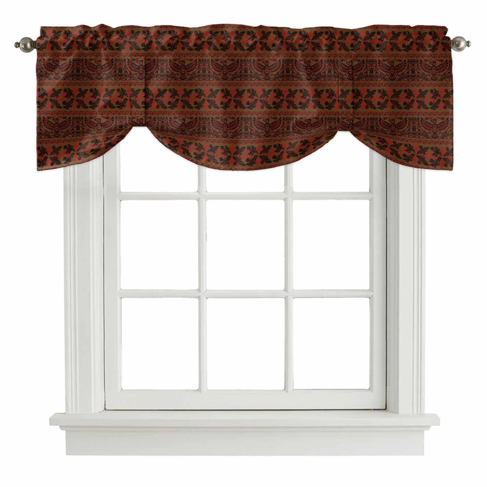 Ethnic Tribal Style Tie Up Valance Curtains Bird Geometric Boho Red ...