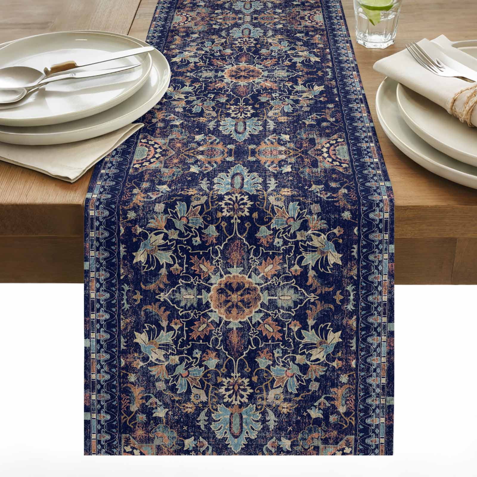 Ethnic Tribal Table Runner 13x48 inch Vintage Flower Abstract Geometric ...