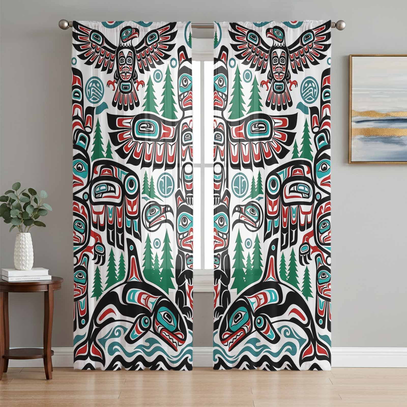 Ethnic Tribal Vintage Sheer Curtains for Living Room Bedroom ...