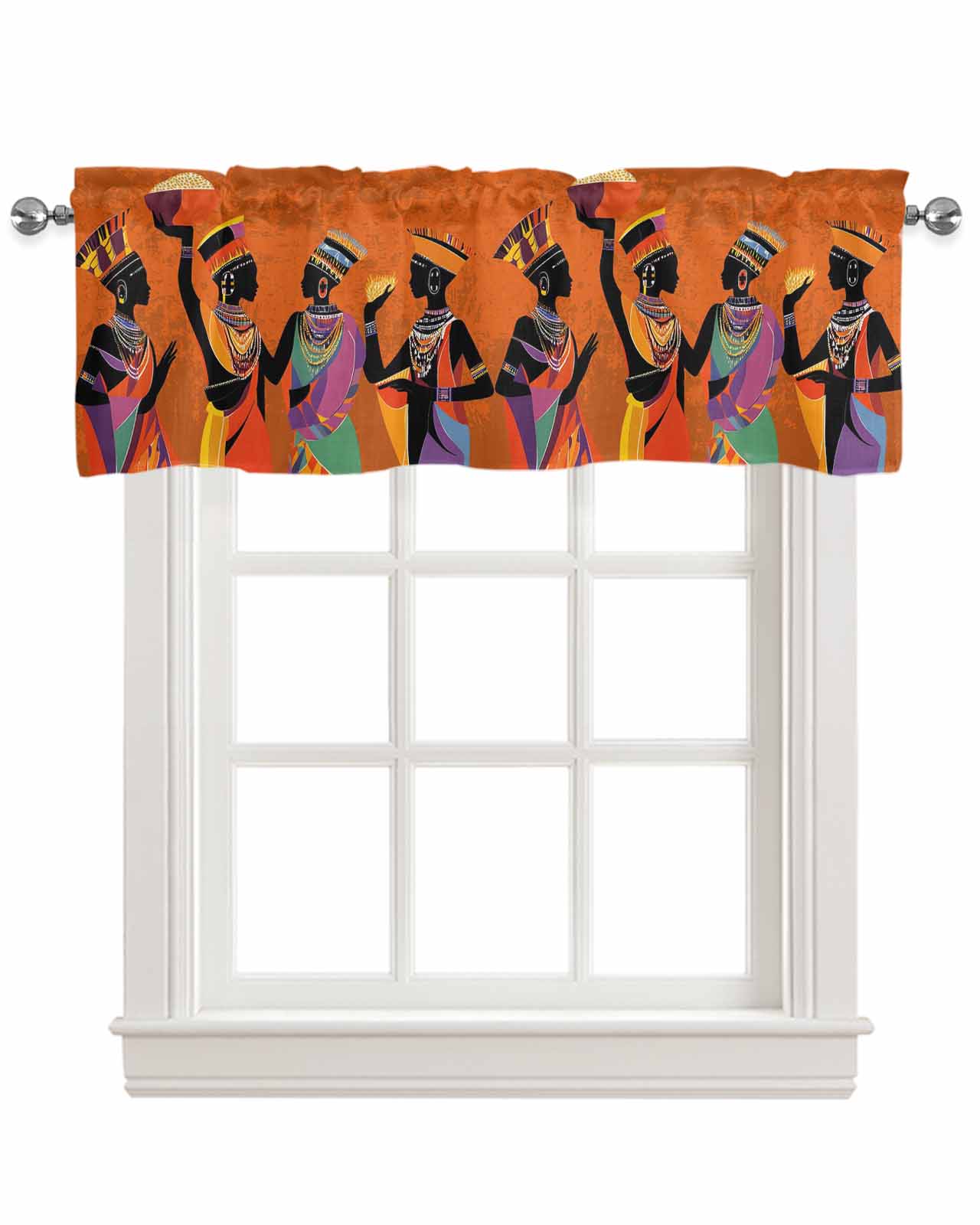 Ethnic Tribe Kitchen Valances for Windows Farmhouse Linen Window ...