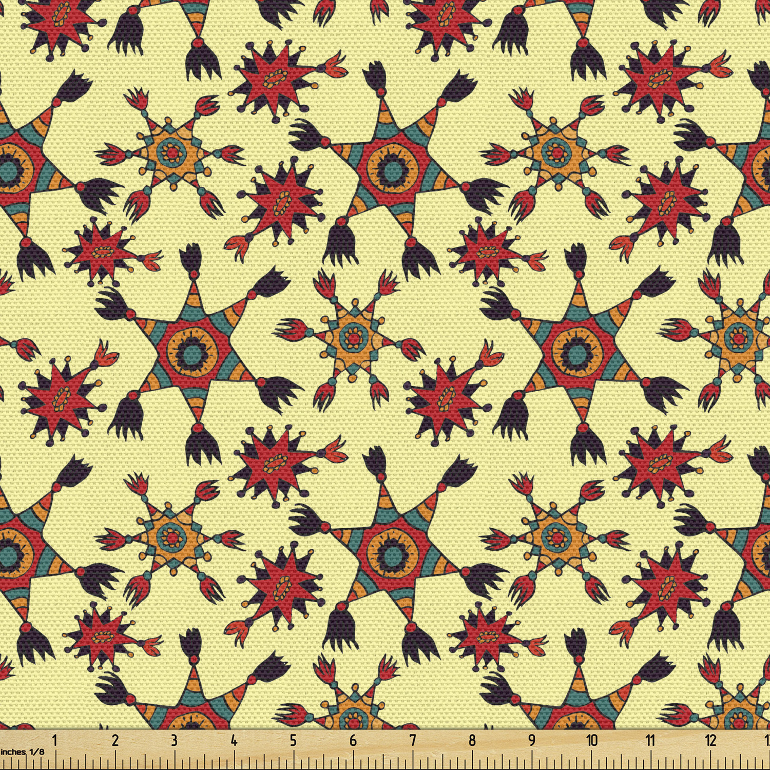 Ethnic Upholstery Fabric by the Yard, Doodle Style Colorful Mexican ...