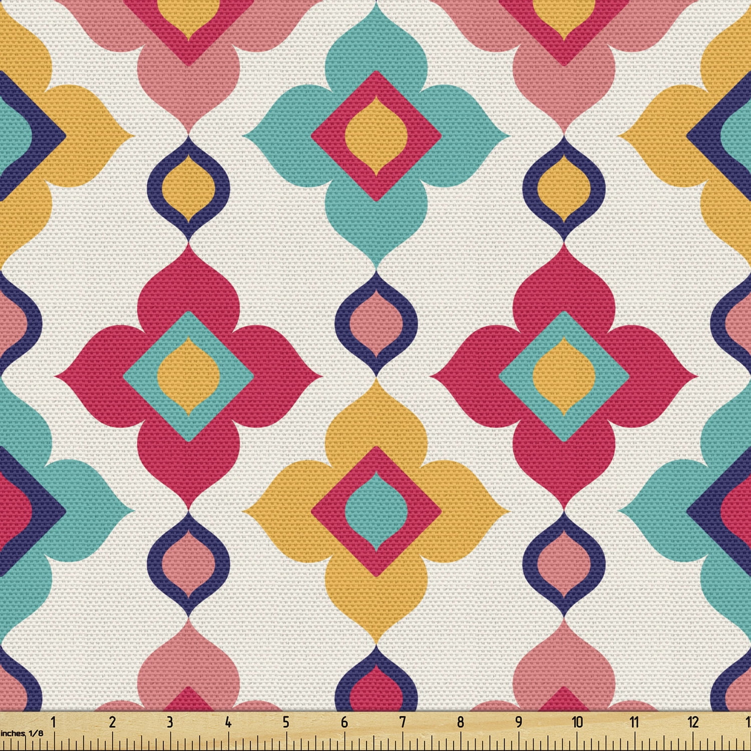 Ambesonne Ethnic Fabric by the Yard Upholstery, Floral Colorful Array ...