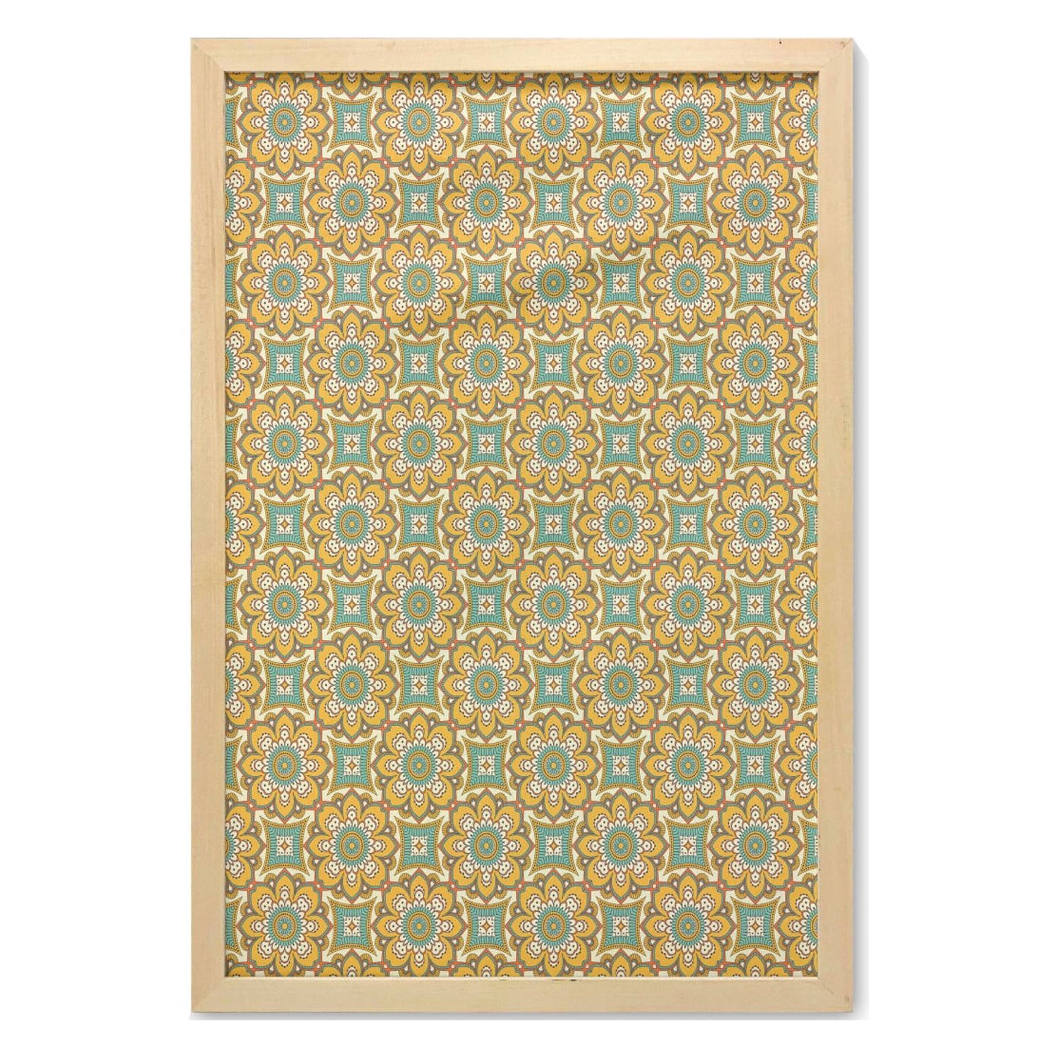 Ethnic Wall Art with Frame, Hand Drawn Colorful Floral Design Bohemian ...