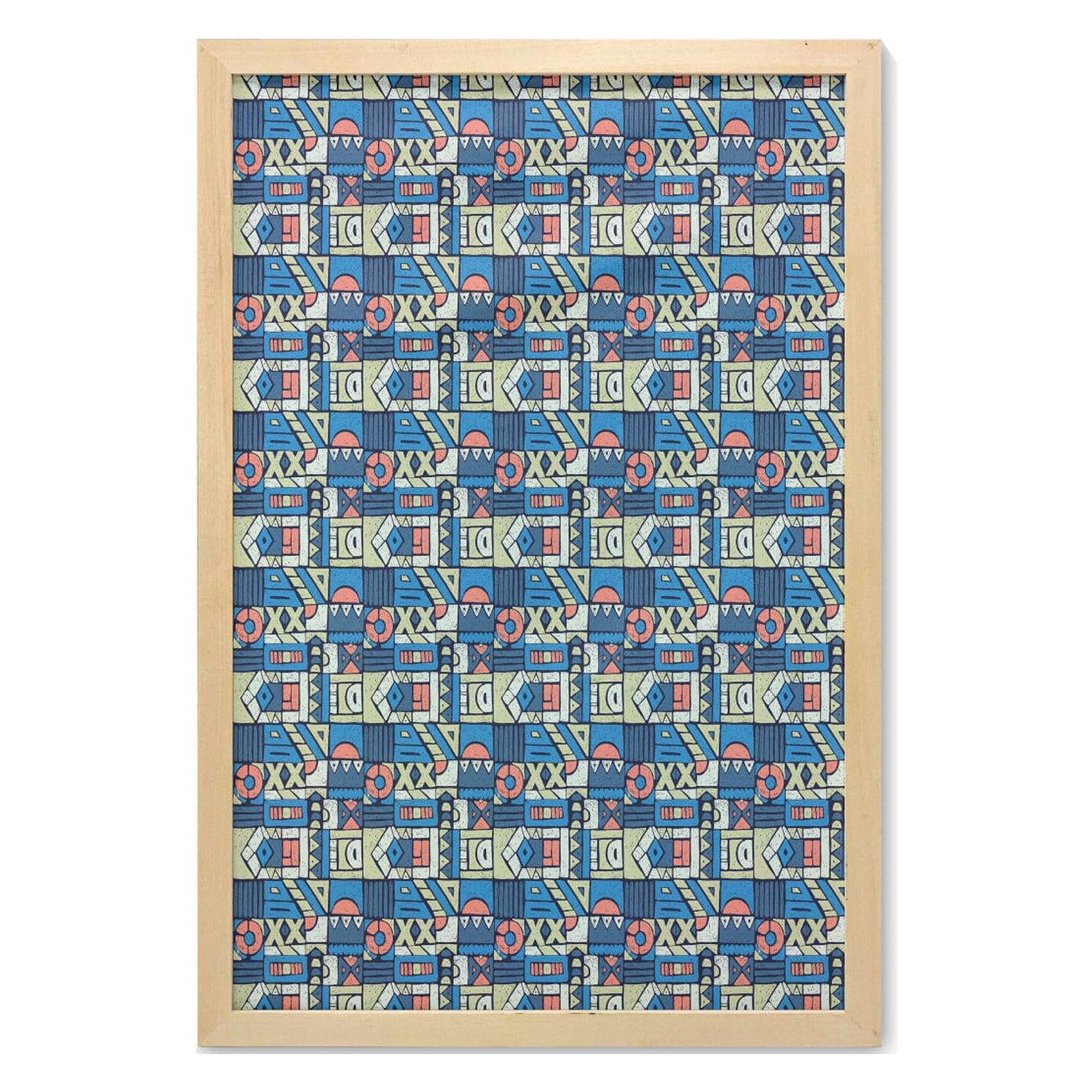Ethnic Wall Art with Frame, Print with Folk Traditional Motifs Hand ...