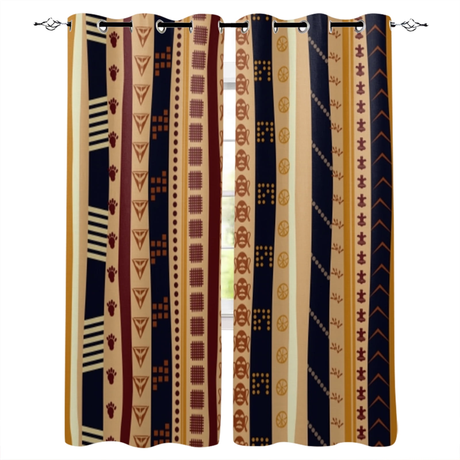 Ethnic Wind African Natural Giraffe Elephant Forest Window Curtains ...
