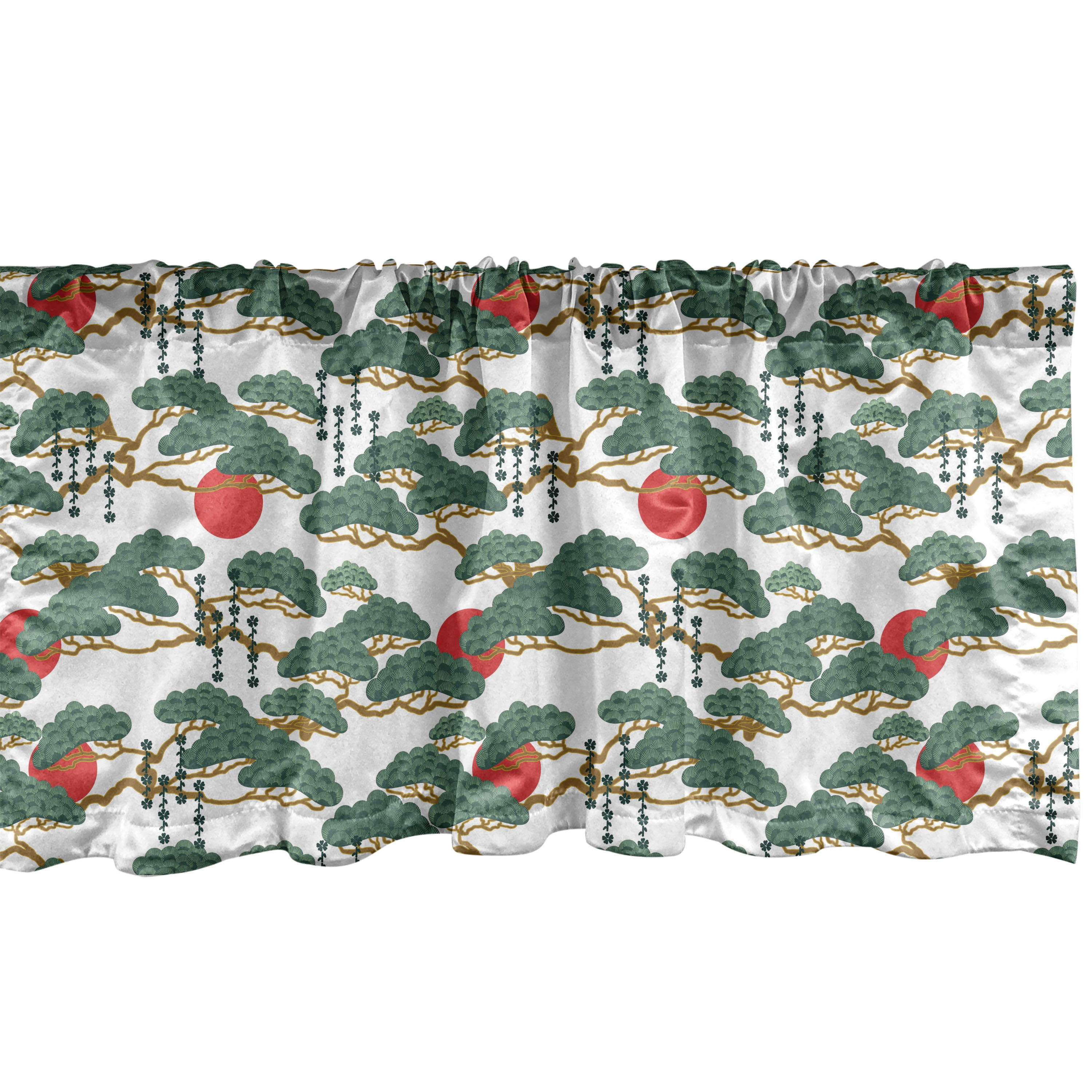 Ambesonne Ethnic Window Valance, Japanese Pattern Sun, 42" x 18", Army ...