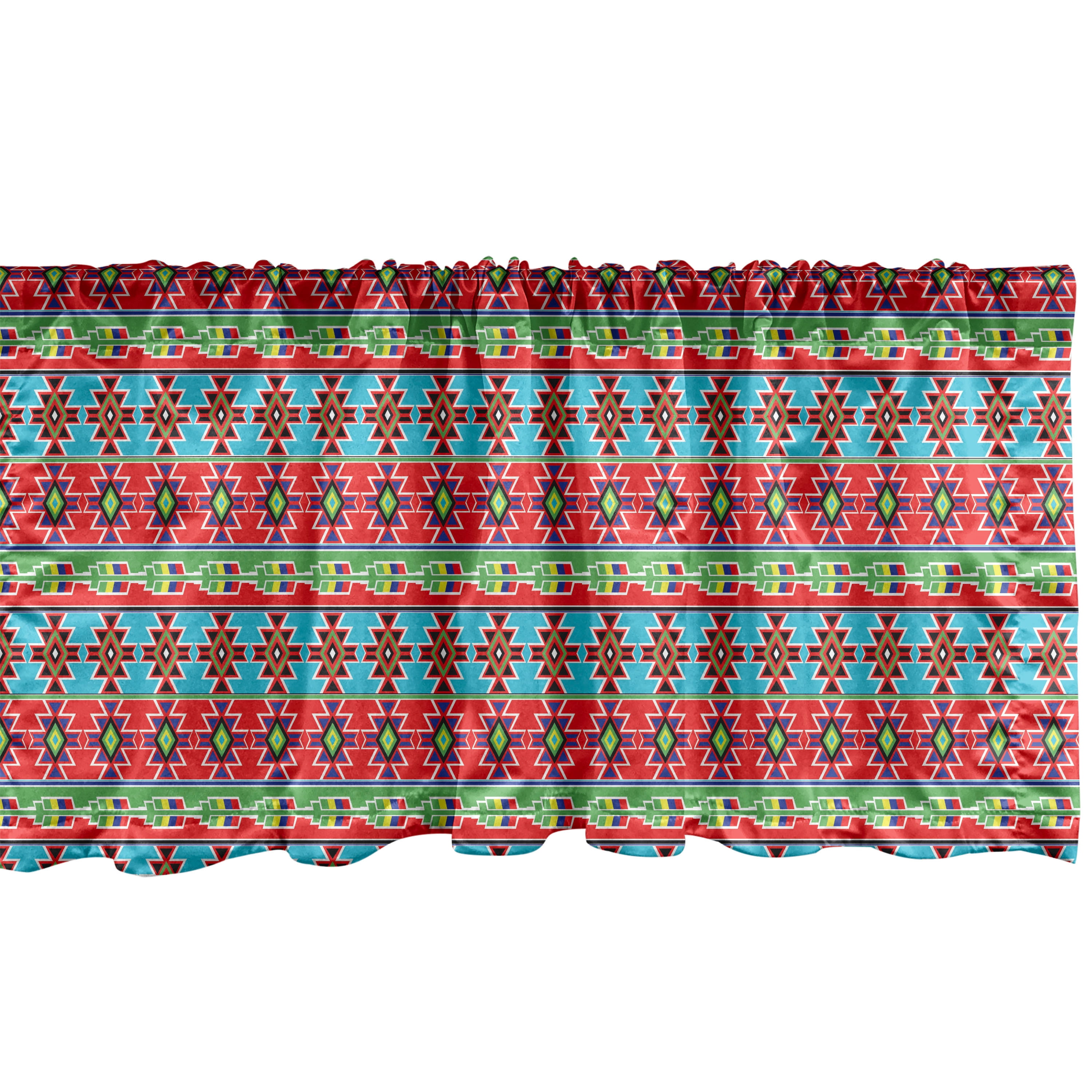 Ambesonne Ethnic Valance Pack of 2, Ethnic Colorful Art Motifs, 54"X12 ...