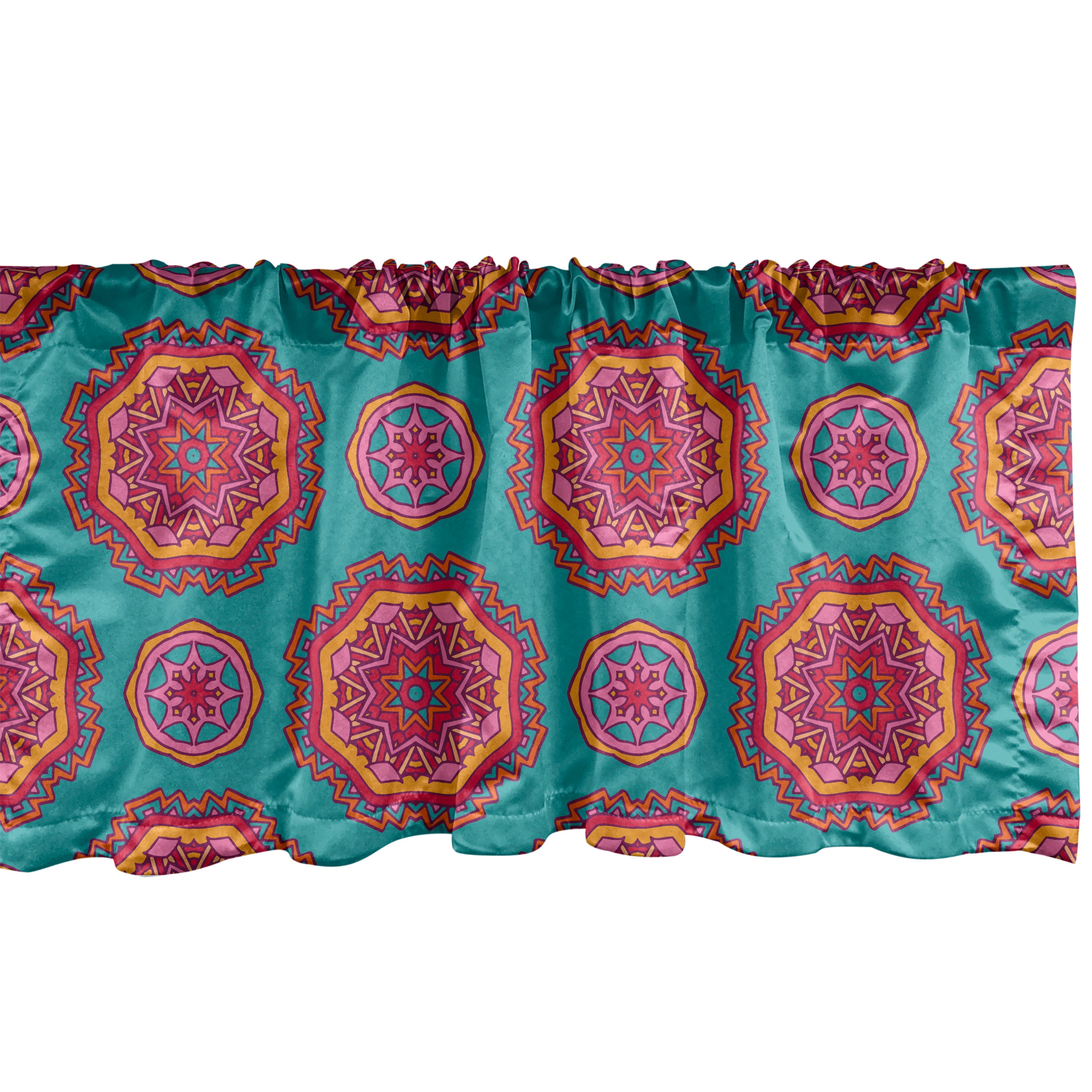 Ethnic Window Valance Pack of 2, Illustration of Oriental Cosmos ...