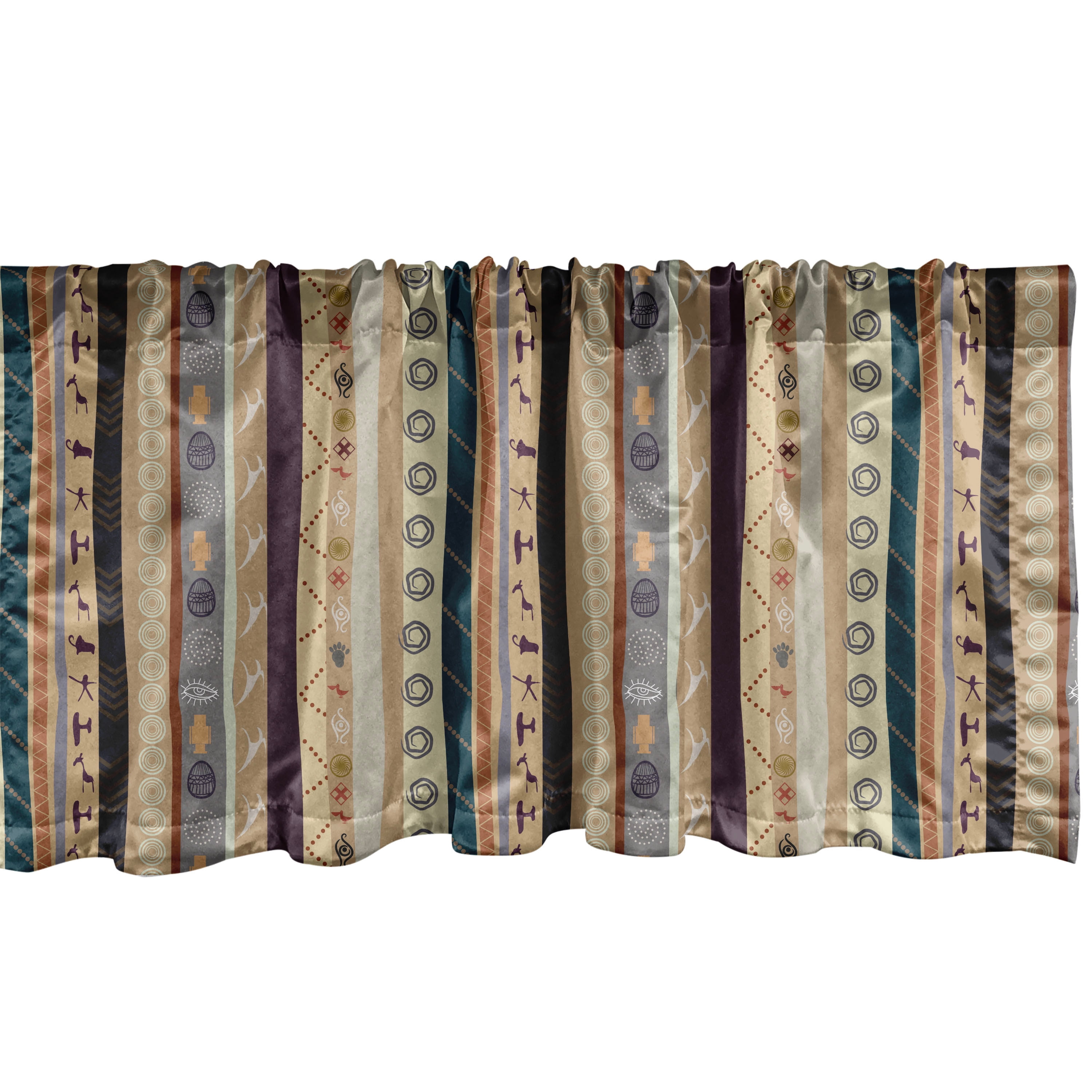 Ethnic Window Valance Pack of 2, Inspired Vertical Strips with Various ...