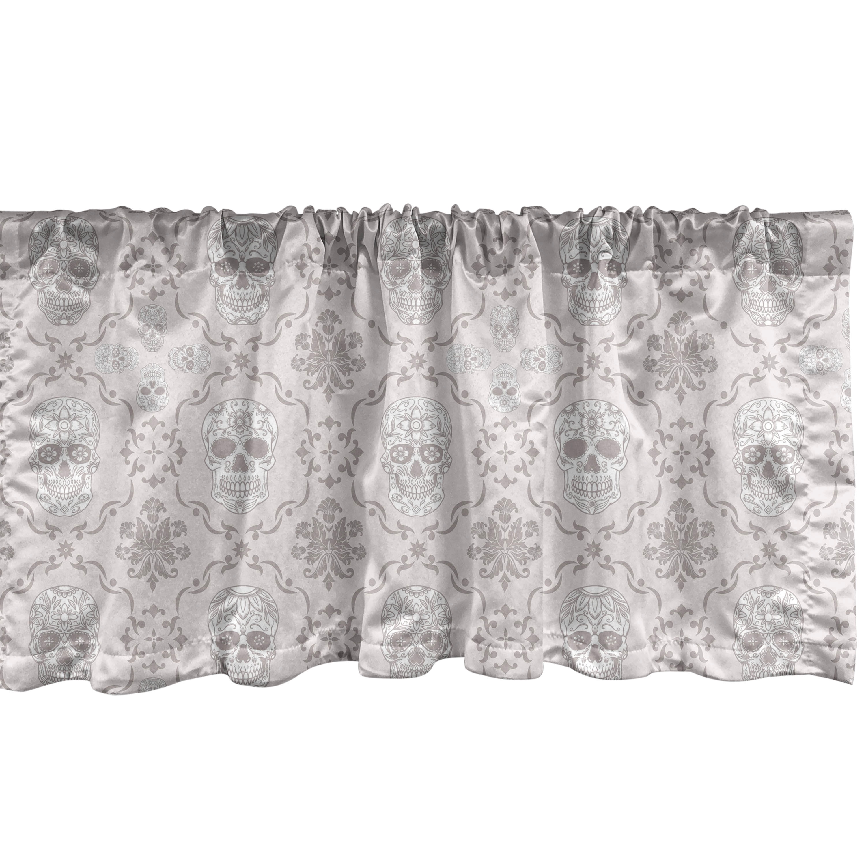 Ethnic Window Valance, Traditional Inspired Skull Sketch Pattern Floral ...