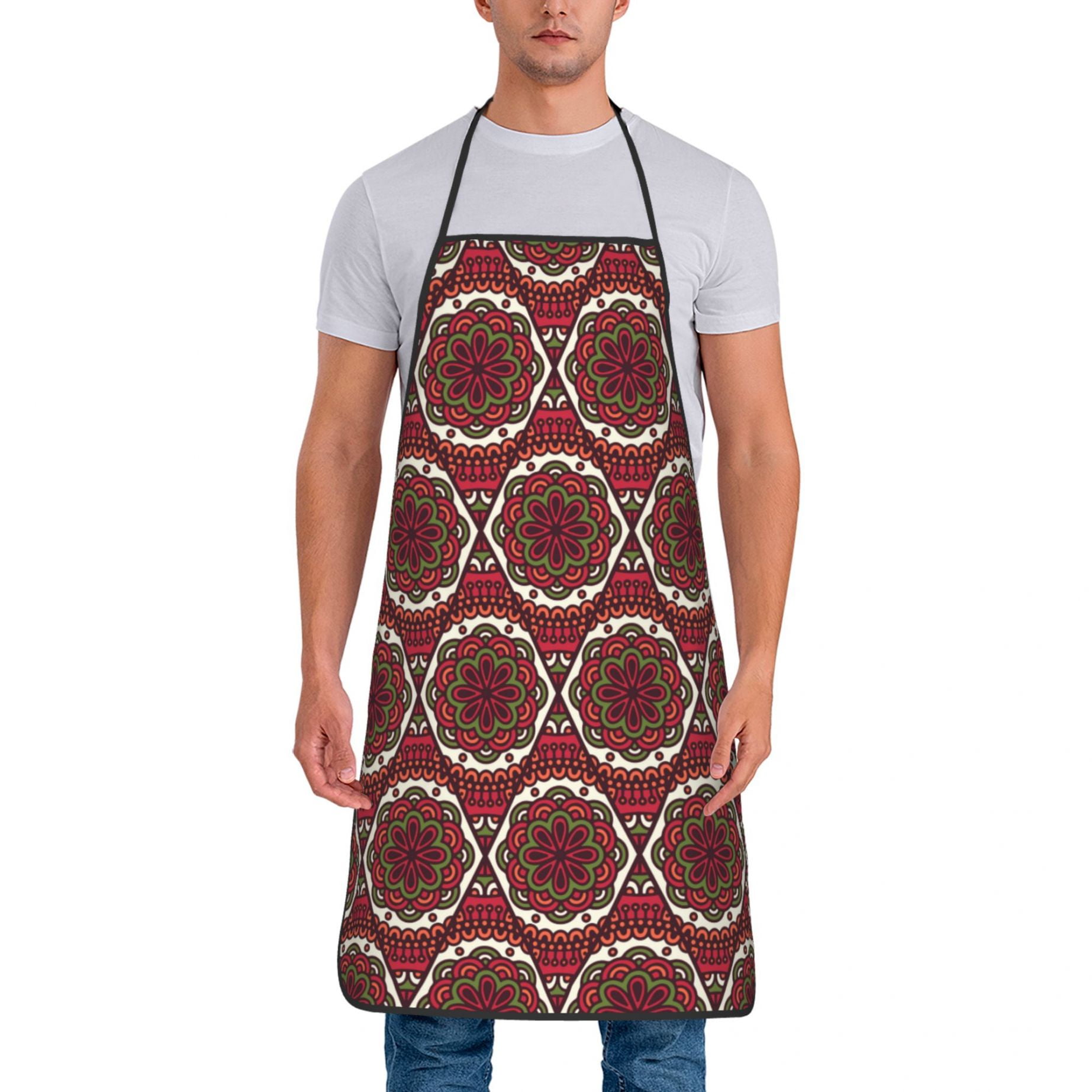 Ethnic floral seamless pattern (4) Aprons for Women Men Waterproof ...
