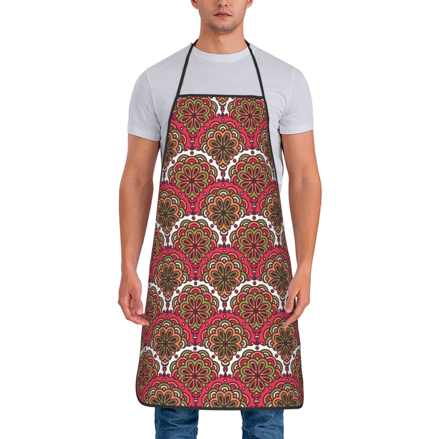 Ethnic floral seamless pattern (5) Aprons for Women Men Waterproof ...