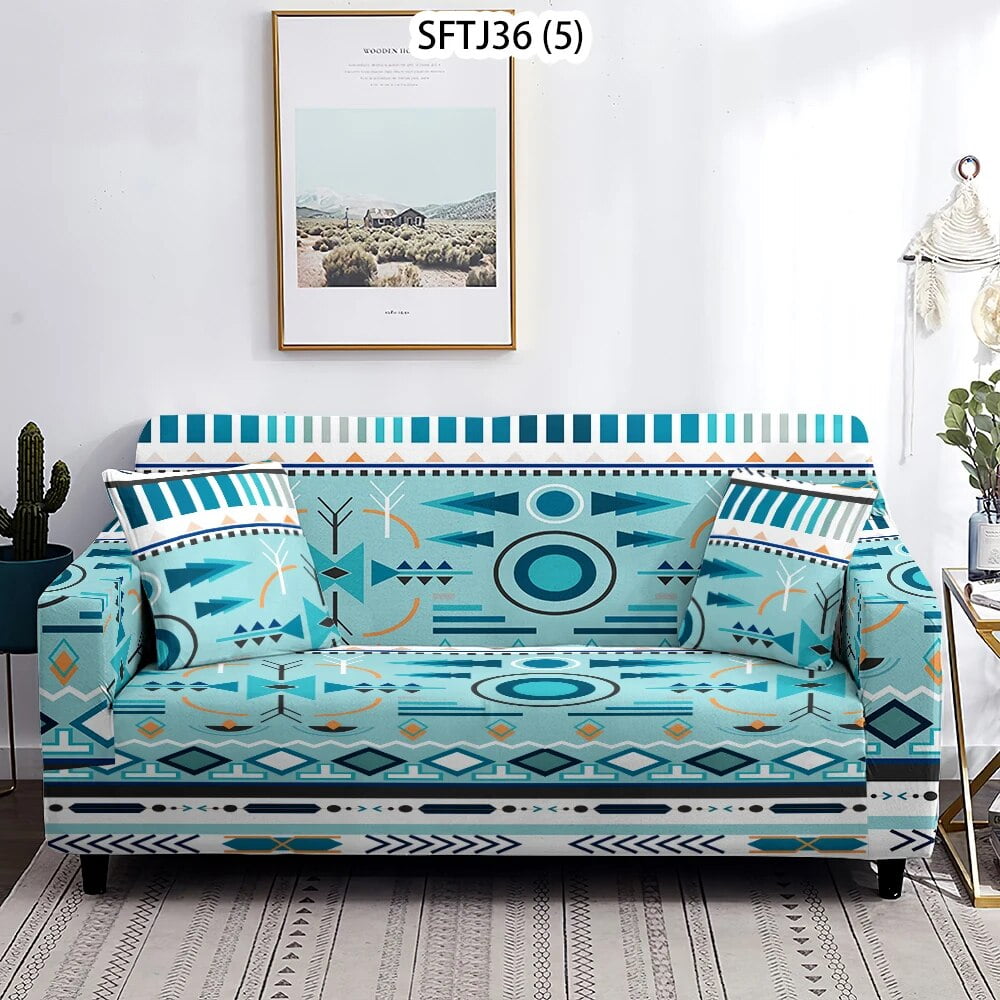 Ethnic pattern Sofa Cover Dustproof Chaise Longue Elastic Texture Sofa ...