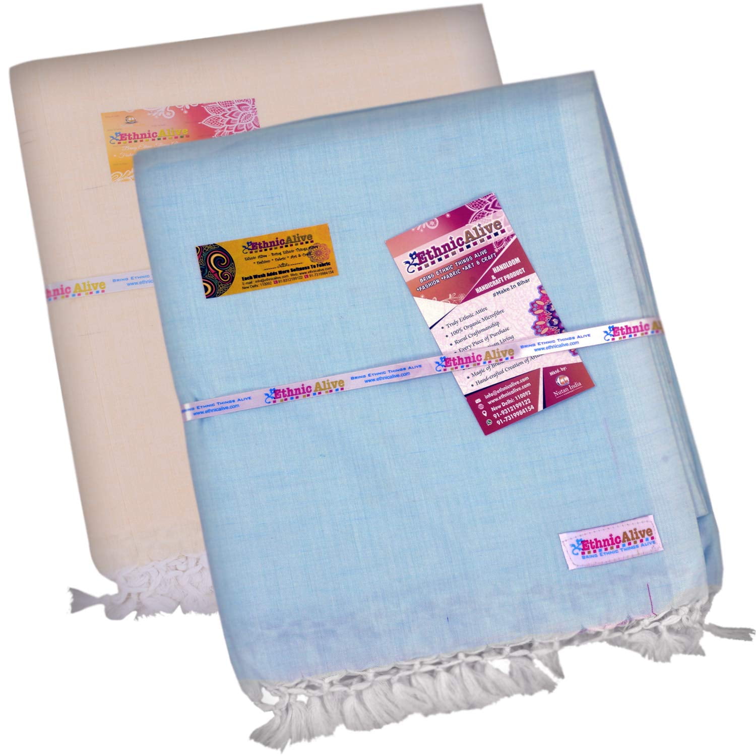 EthnicAlive Bhagalpuri Handloom Organic Blue and Cream Combo Ac Chadar ...