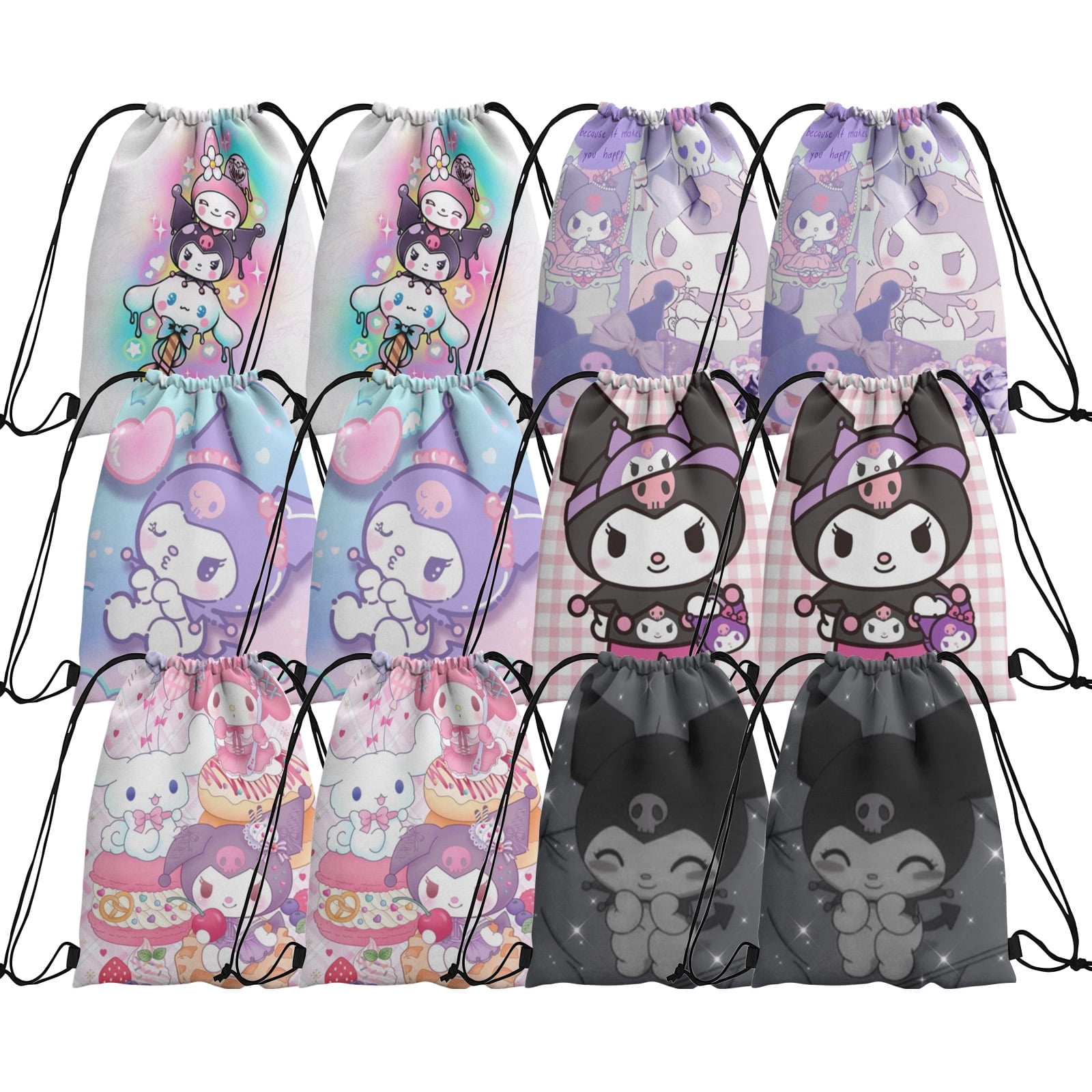 Ethyie 12pcs Kuromi Candy Drawstring Bag Combination Boy and Girl ...