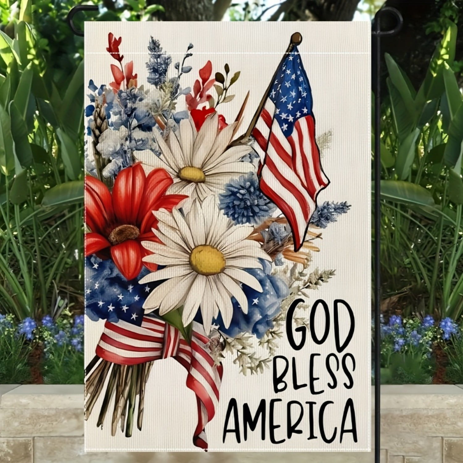Ethyie 4th of July Garden Flag Double Sided Welcome Fourth of July Independence Day Memorial Day ...
