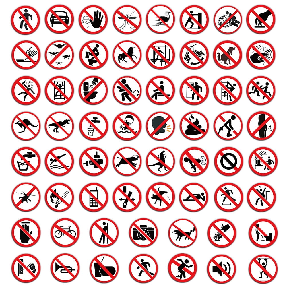 Ethyie 62 PCS Fun Warning Stickers, Dangerous Prohibition Signs, DIY ...