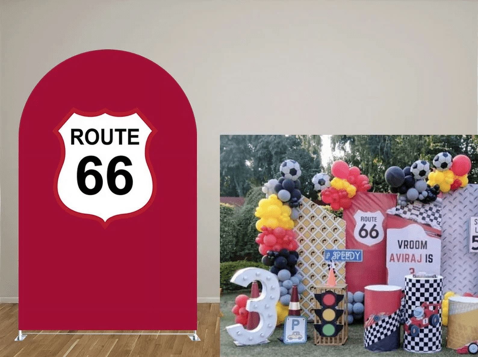 Ethyie-Boy Racing Arch Cover - Checkered Flag Route 66 Backdrop for Car ...