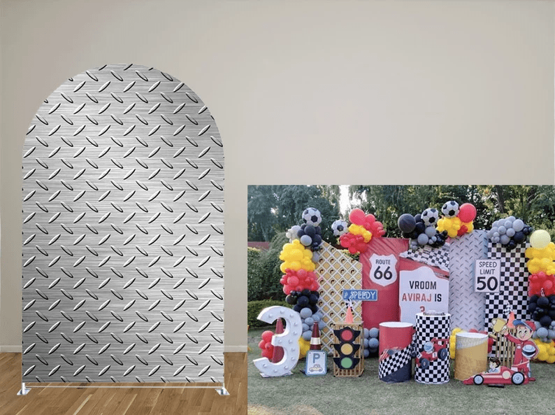 Ethyie-Boy Racing Arch Cover - Checkered Flag Route 66 Backdrop for Car ...