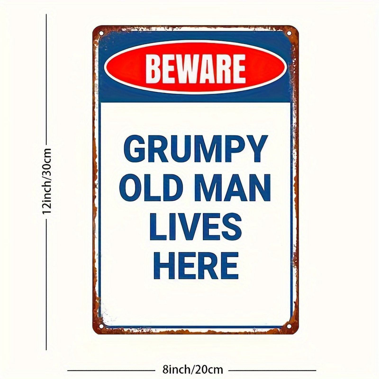 Ethyie Contemporary Iron Wall Hanging Sign - "BEWARE Grumpy Old Man ...
