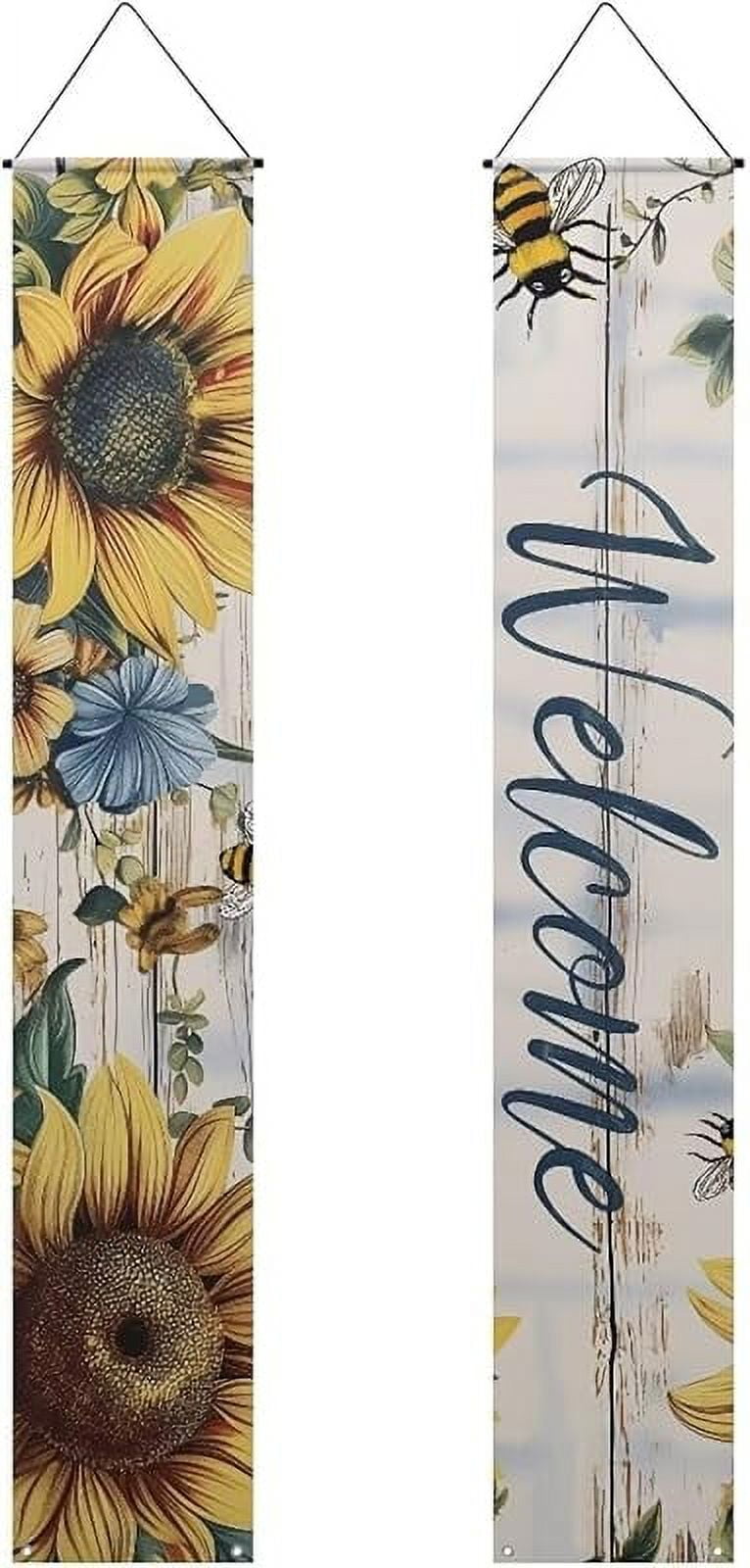 Ethyie Spring Summer Porch Banner for Front Door Aesthetic Blue Floral ...