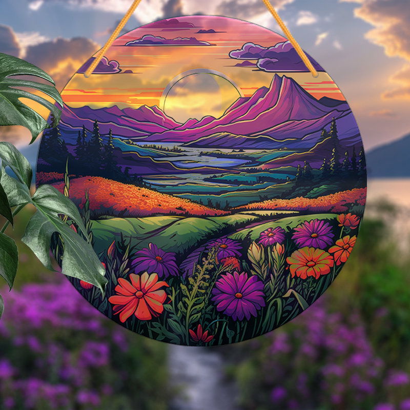 Ethyie Sunset Suncatcher Acrylic Sign, 8x8 inch PMMA Window Hanging ...