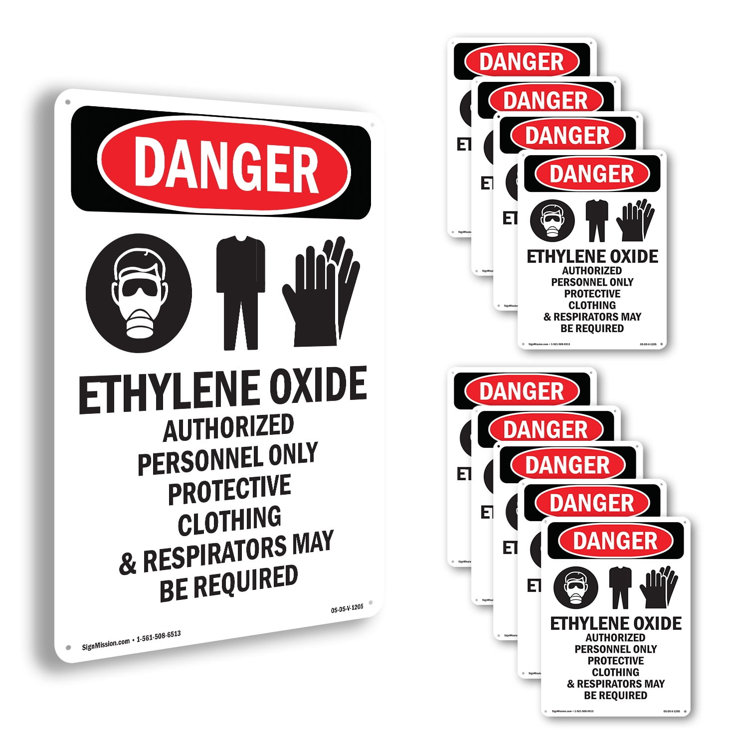 Ethylene Oxide Authorized OSHA Danger Rigid Plastic Sign 24 Inch x 18 ...