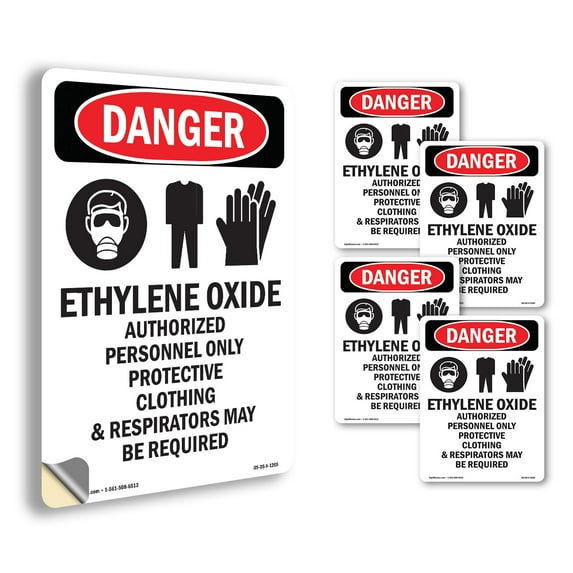 Ethylene Oxide Authorized OSHA Danger Vinyl Decal Label 10 Inch x 7 ...