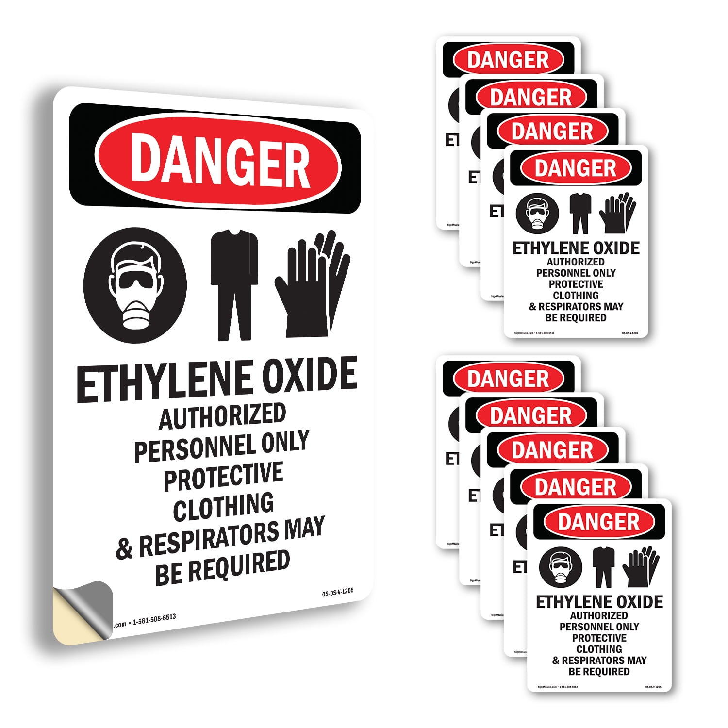 Ethylene Oxide Authorized OSHA Danger Vinyl Decal Label 18 Inch x 12 ...