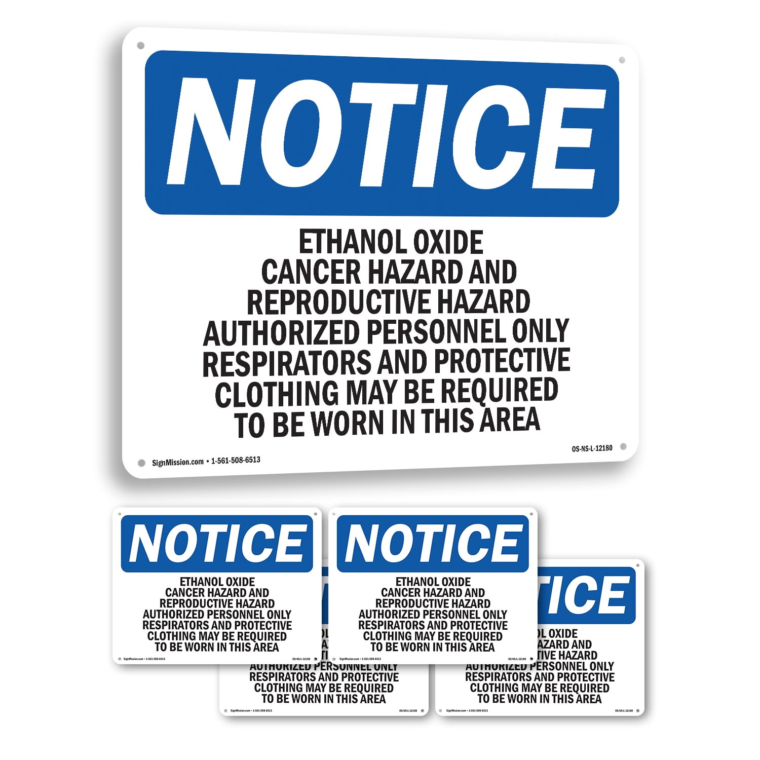 Ethylene Oxide Cancer Hazard And Reproductive OSHA Notice Rigid Plastic ...