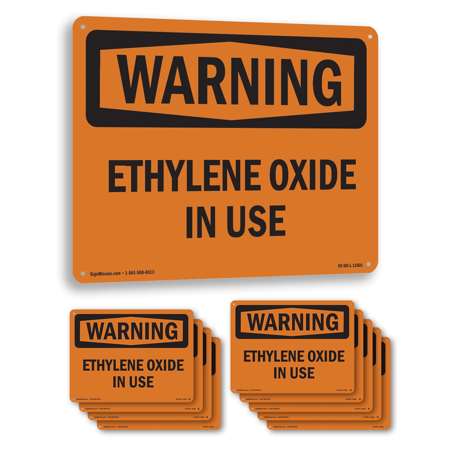 Ethylene Oxide In Use OSHA WARNING Rigid Plastic Sign 14 Inch x 10 Inch ...