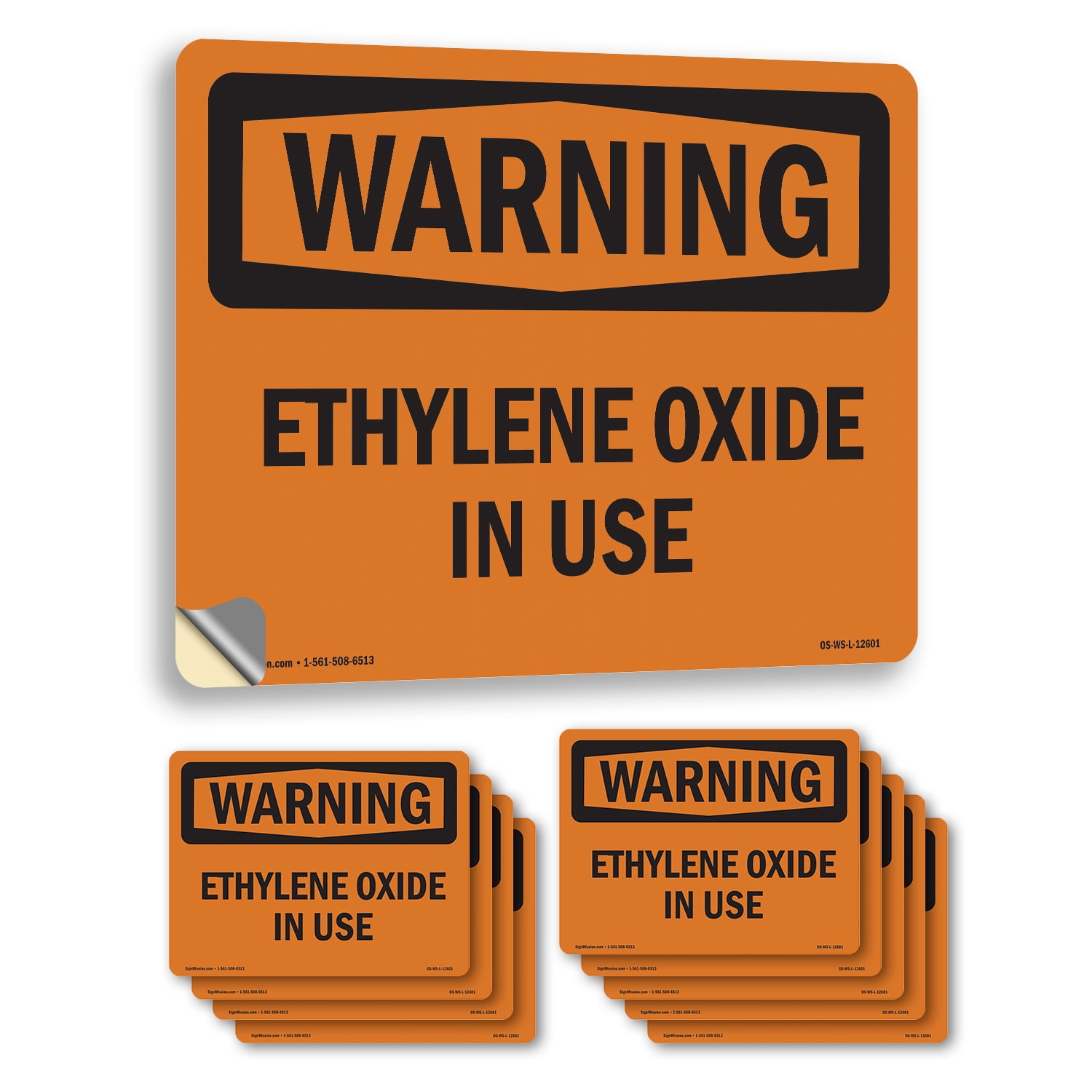Ethylene Oxide In Use OSHA WARNING Vinyl Decal Label 18 Inch x 12 Inch ...