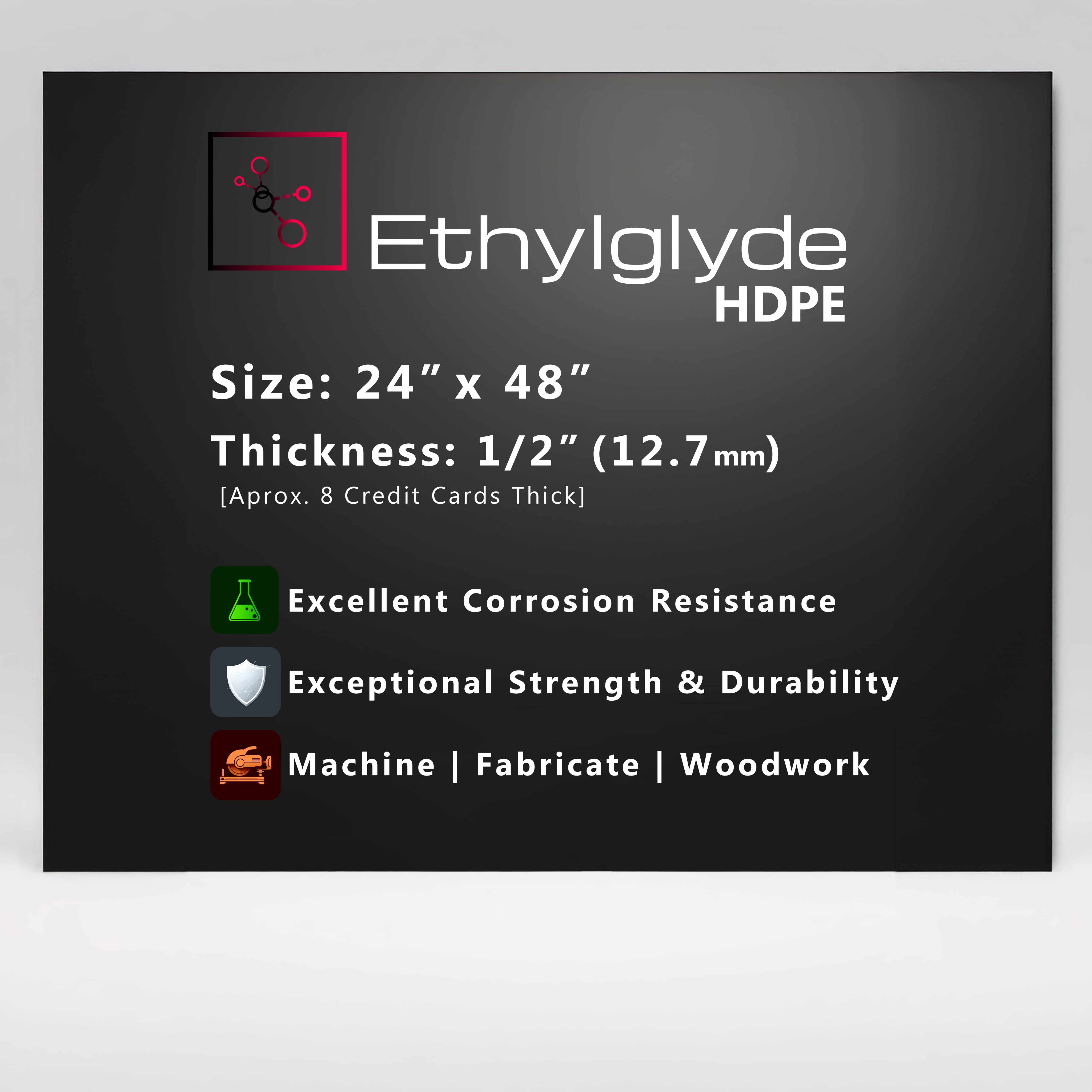 Ethylglyde Black HDPE Sheet. Great for Cutting Board, Marine Board, and ...