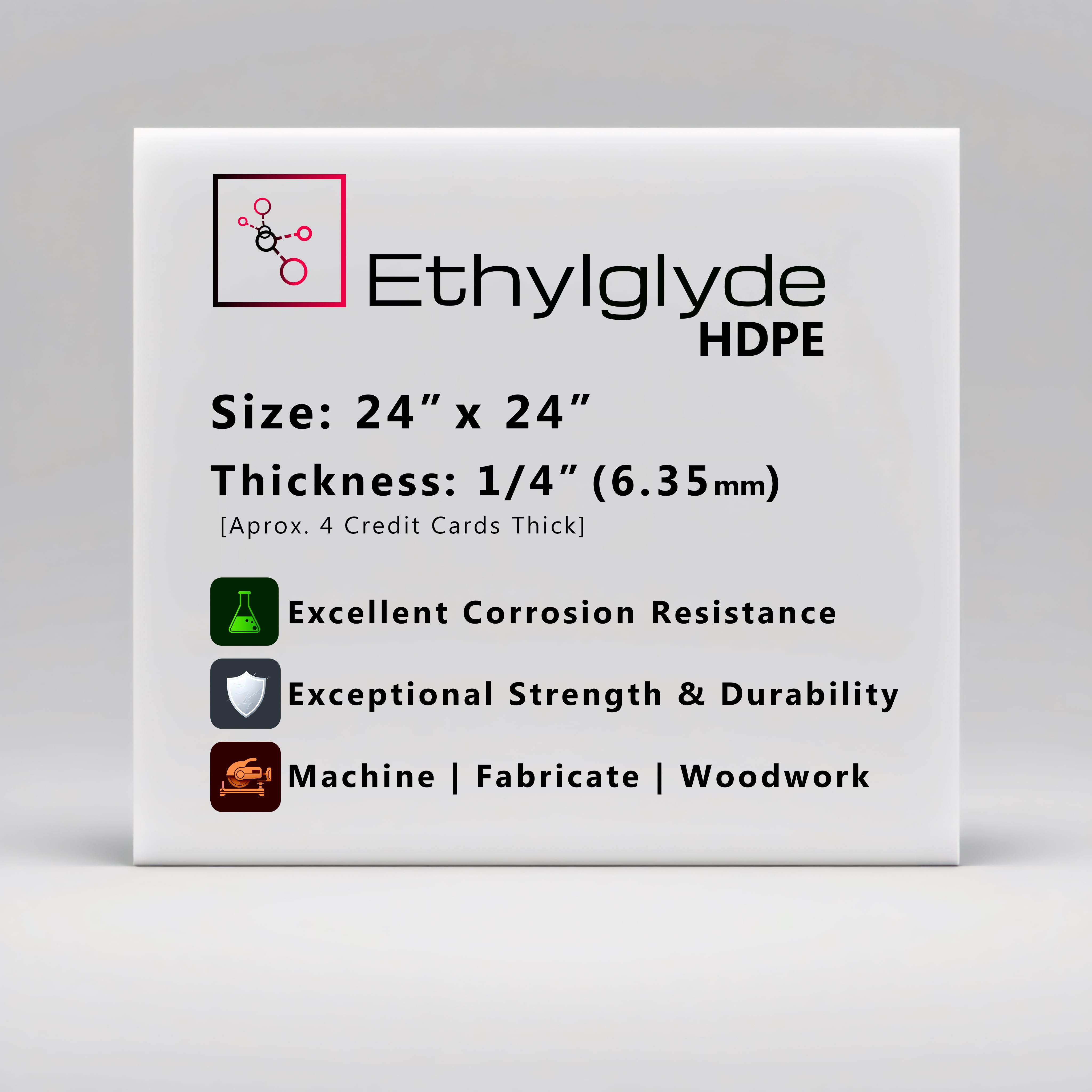 Ethylglyde Natural White HDPE Sheet. Great for Cutting Board, Marine ...