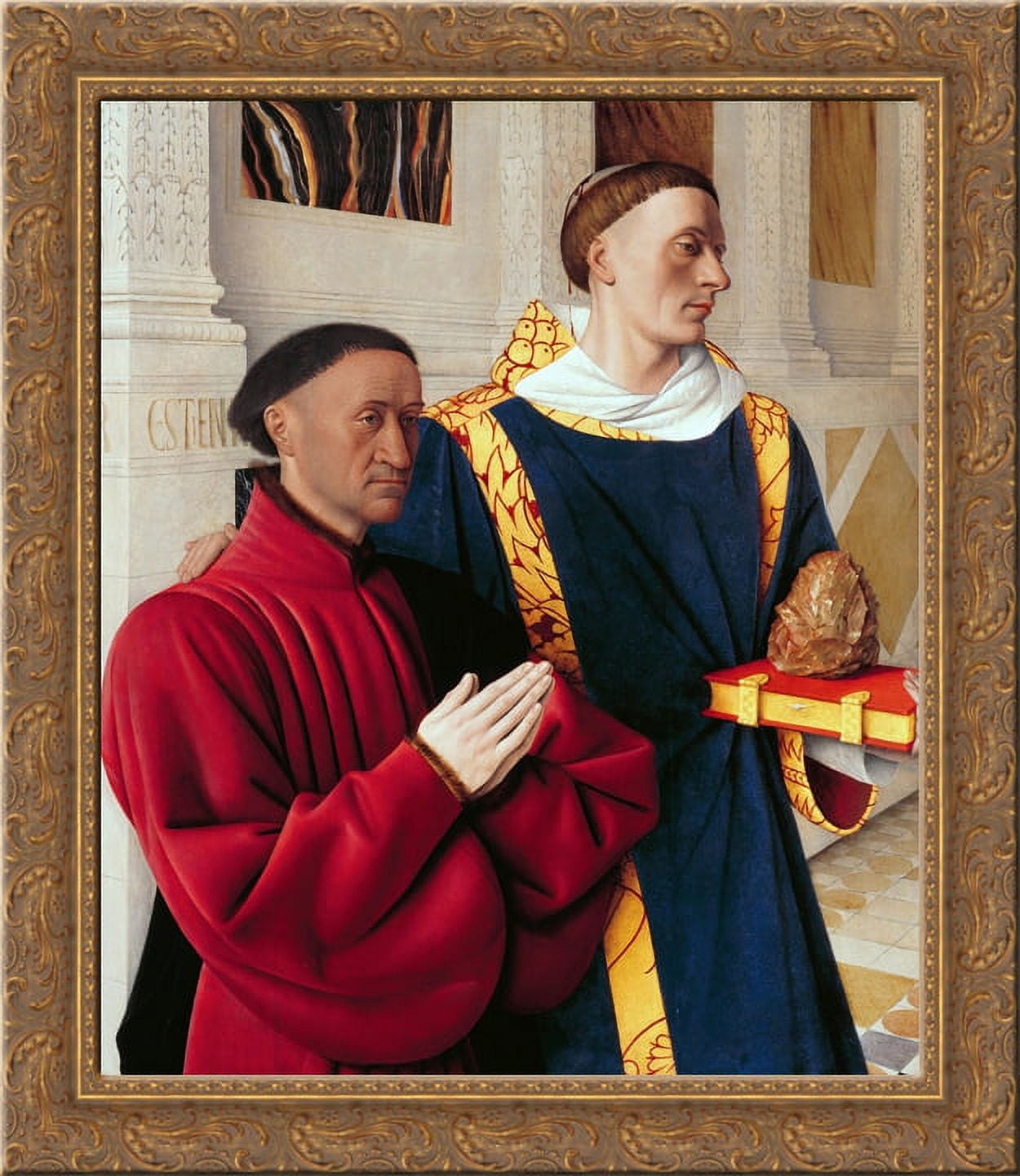 Etienne Chevalier with St. Stephen 24x20 Gold Ornate Wood Framed Canvas ...