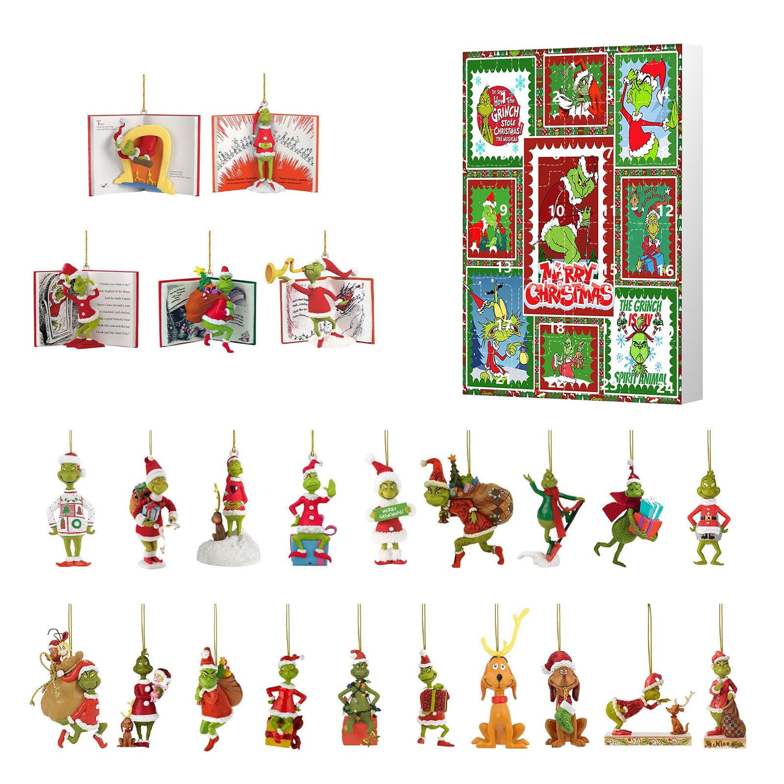 EtoileFigs Grinch 2025 Christmas Advent Calendar Box Set, 24 Whoville ...