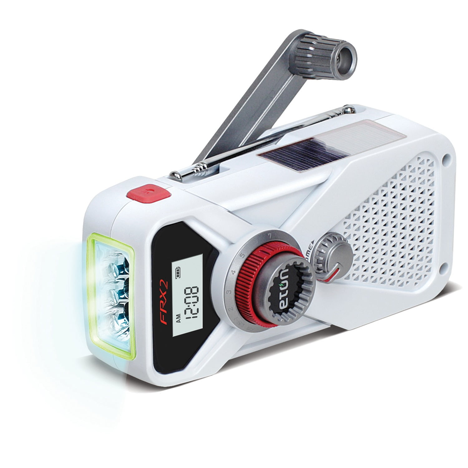 Eton Red Cross White LED Crank Radio Flashlight, Solar and Battery ...