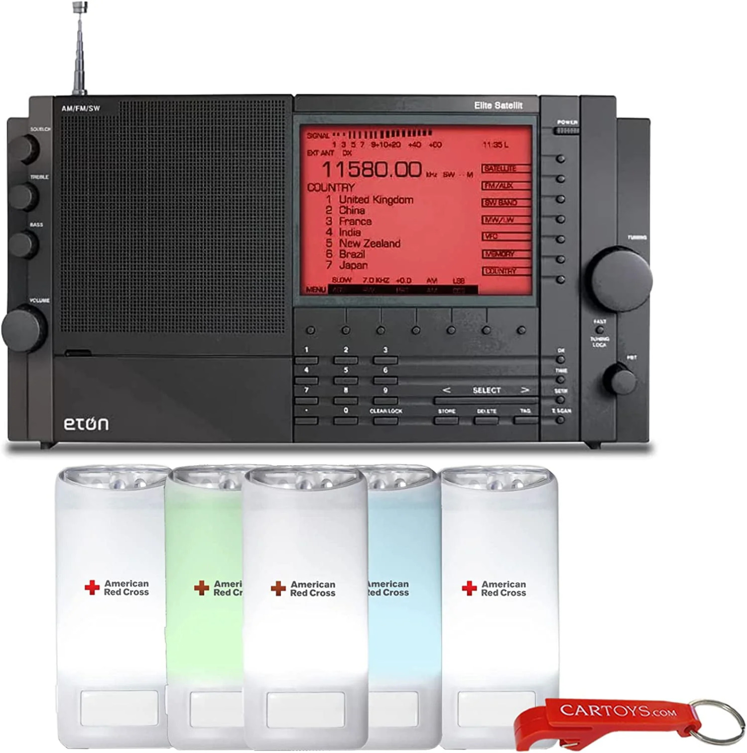 Eton Elite Satellit AM/FM/HD (Updated Version) & Blackout Buddy Color 5-Pack Bundle. Shortwave ...