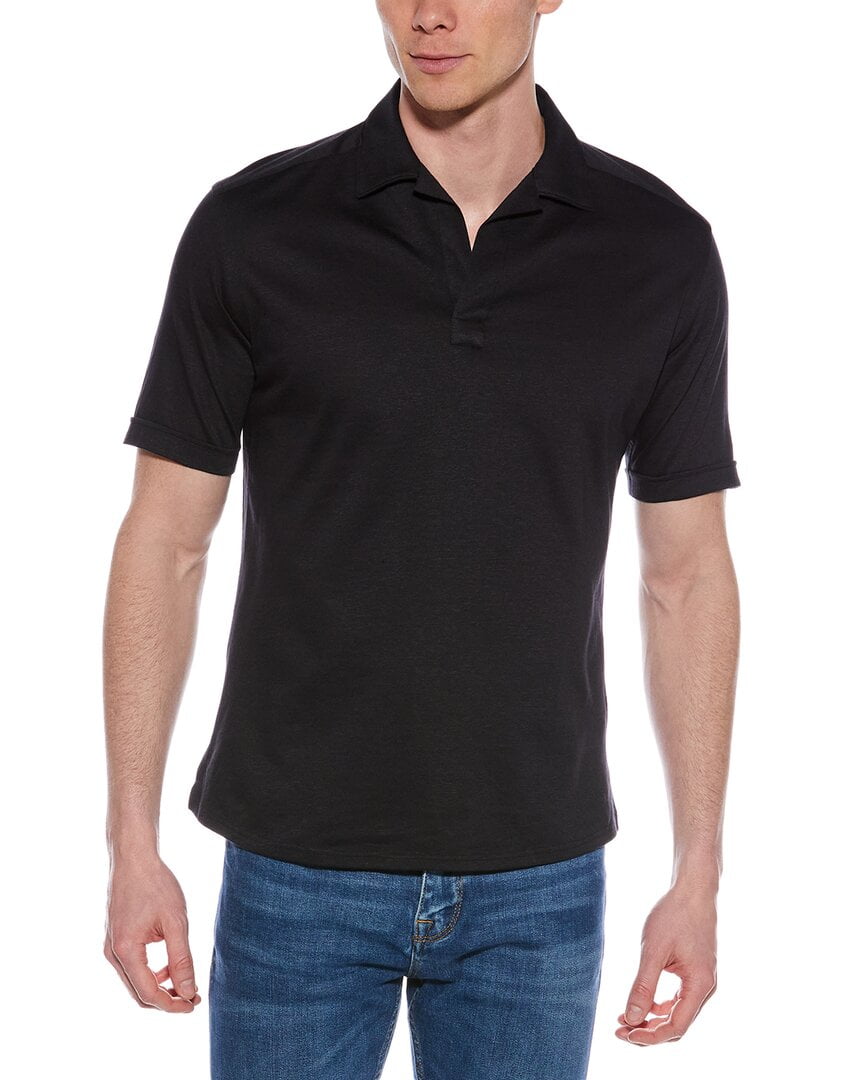 Eton mens Slim Fit Linen-Blend Polo Shirt, l, Black - Walmart.com