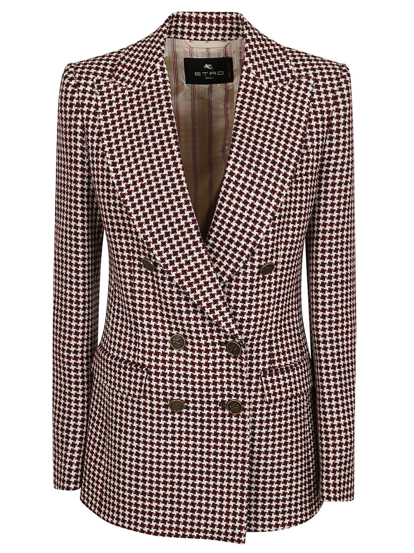 Etro Female Double-Breasted Houndstooth Jacket With Tailored Fit And ...